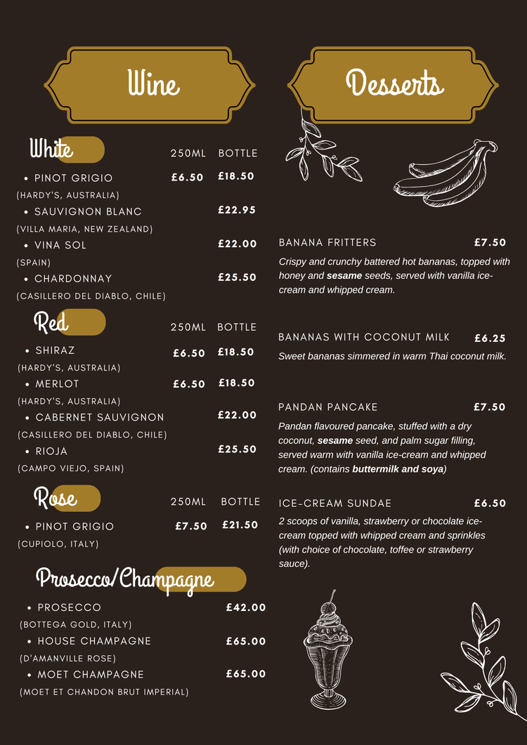 Menu — My Thai Restaurant
