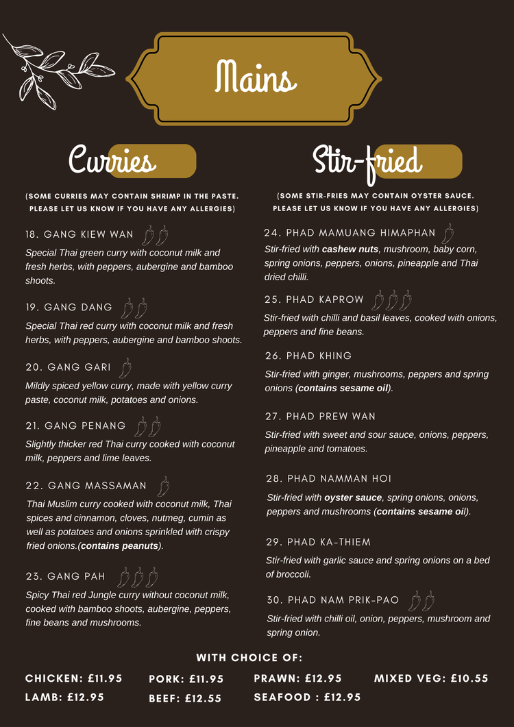 Menu — My Thai Restaurant