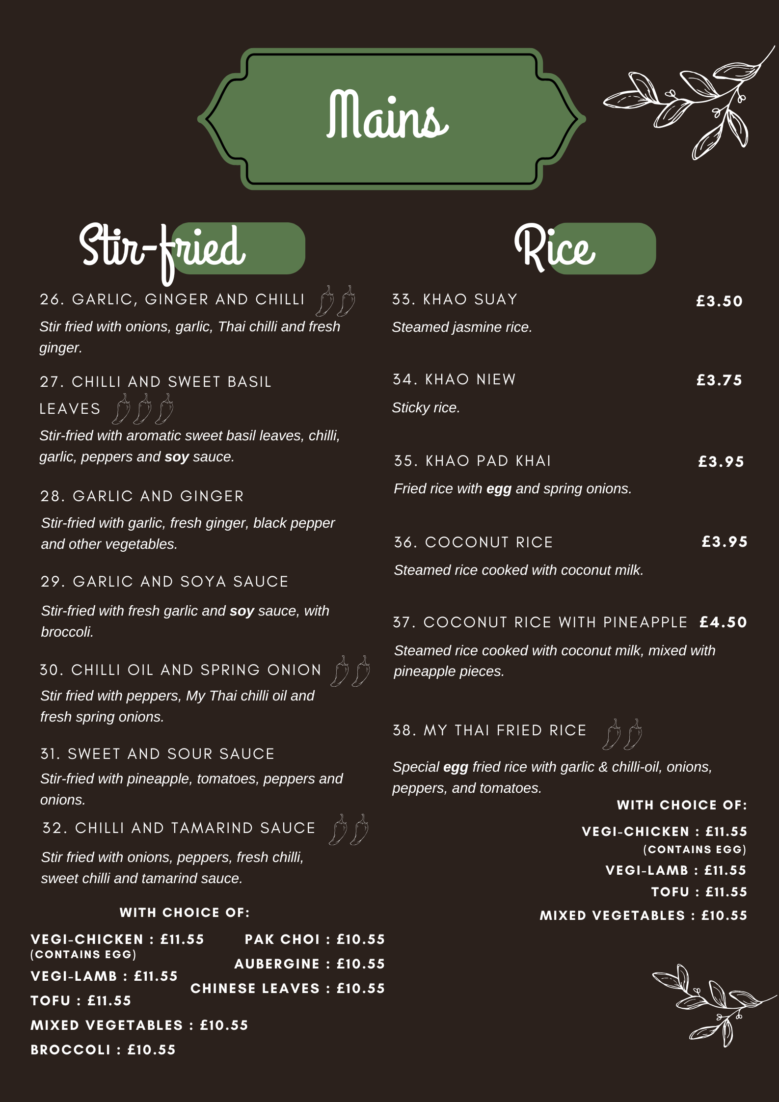 Menu — My Thai Restaurant