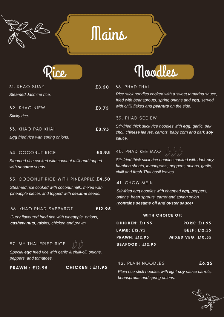 Menu — My Thai Restaurant