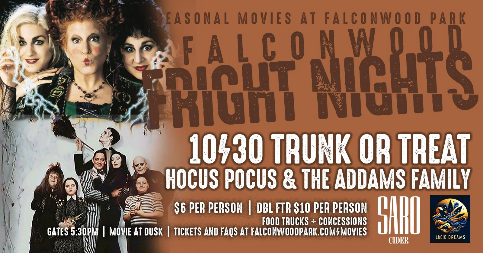 Falconwood Fright Nights: TRUNK or TREAT Hocus Pocus & The Addams ...