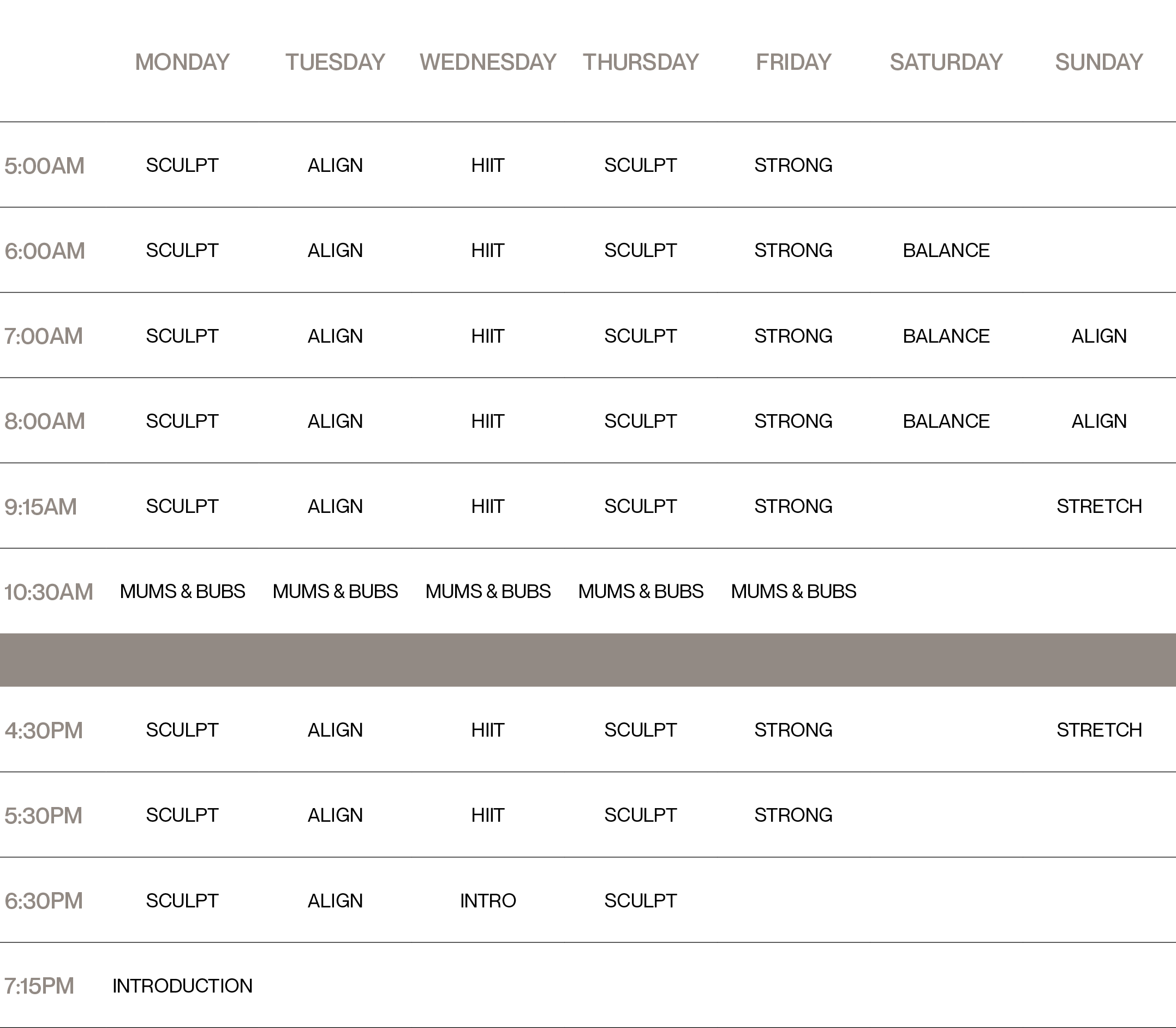 Timetable | Discover Your Workout Now — Reform Pilates