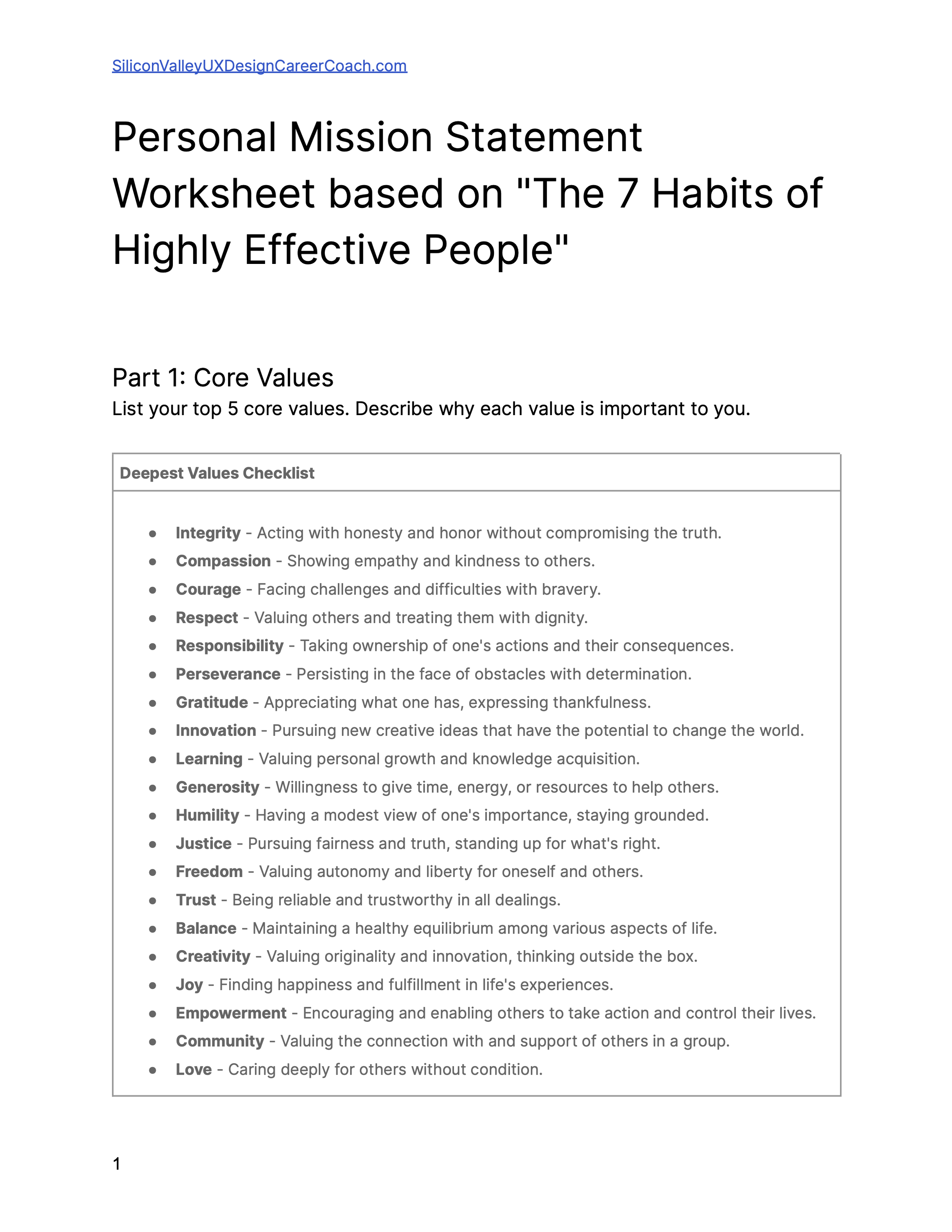 How to Write Personal Mission Statement — Silicon Valley UX Design ...