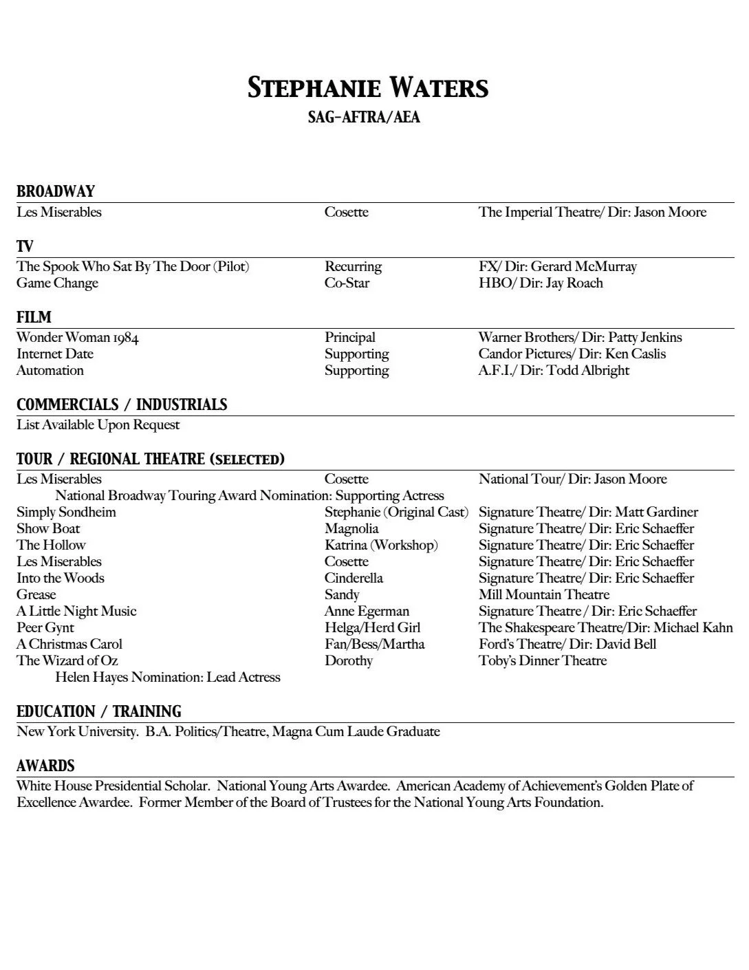 Actor-Singer — Stephanie Waters