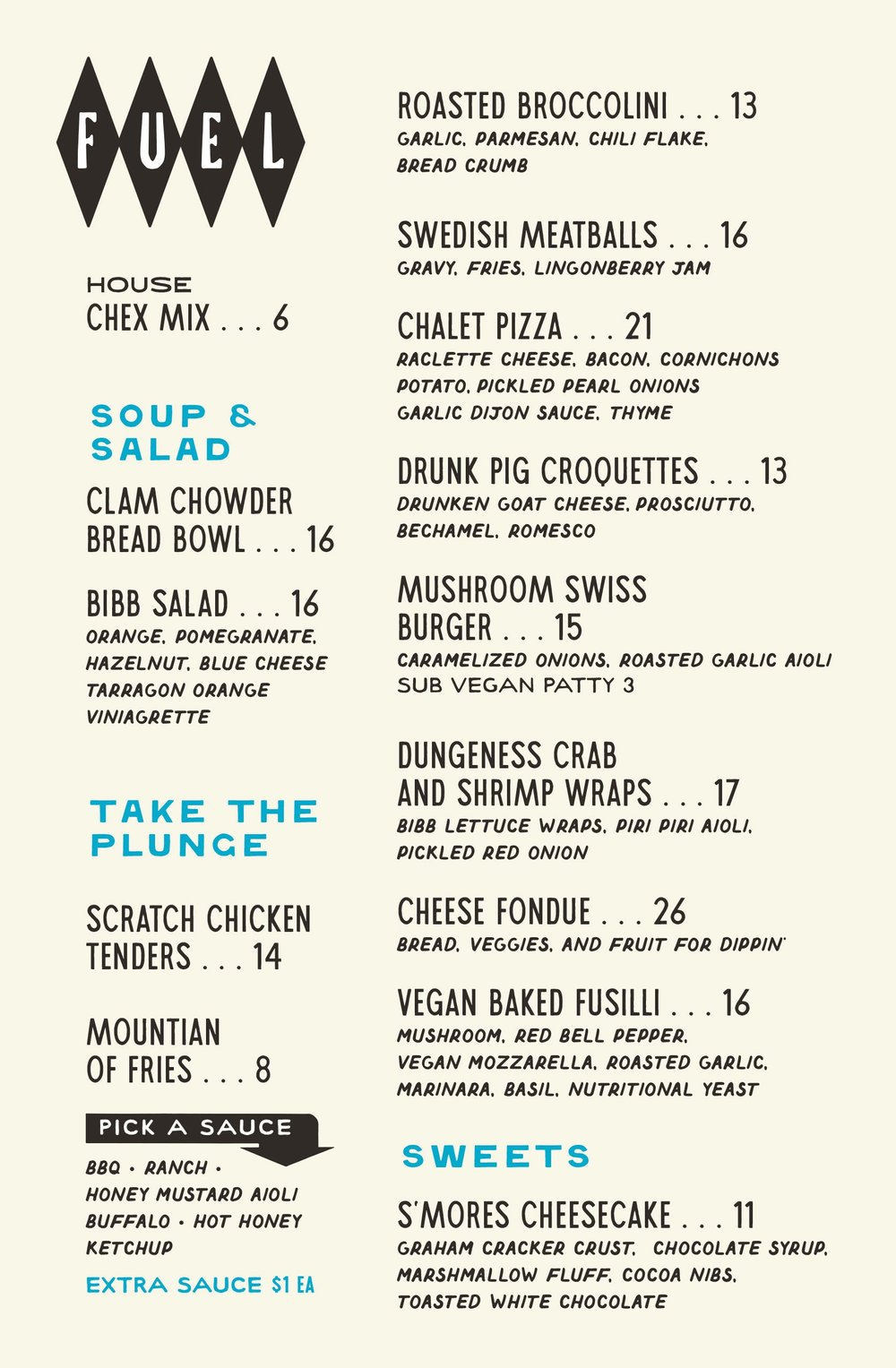 MENUS — DETOUR BAR