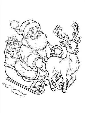 Santa in Sleigh Colouring Page | Free Christmas Printable Santa ...