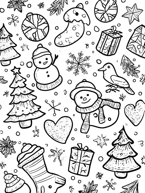 Free Christmas Doodles & Snowmen Colouring Page for Kids | Printable ...
