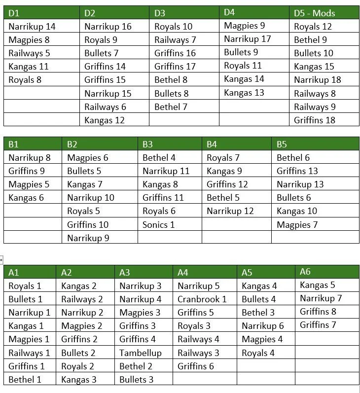 Grading 2024 — Albany Netball Association