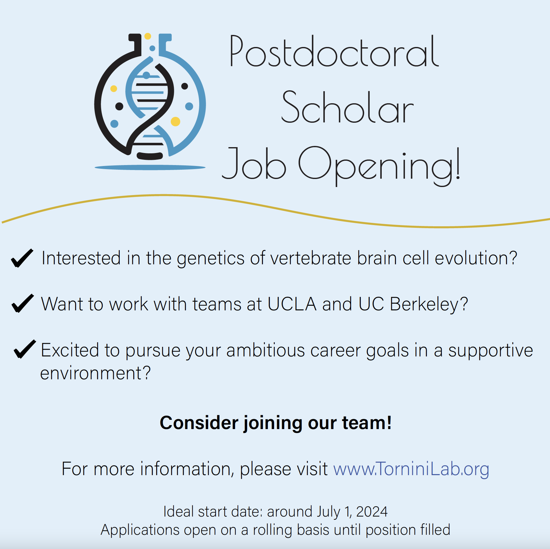 Postdoctoral Position Open — Tornini Lab