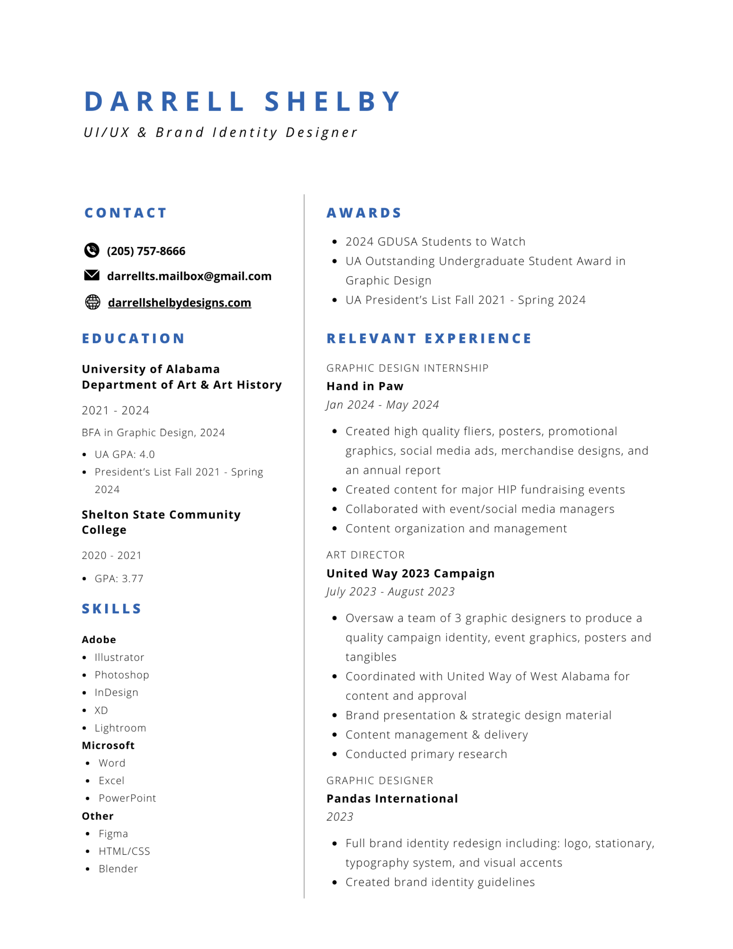 Resume — Darrell Shelby