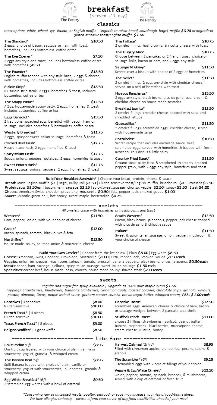 Menu — The Pantry