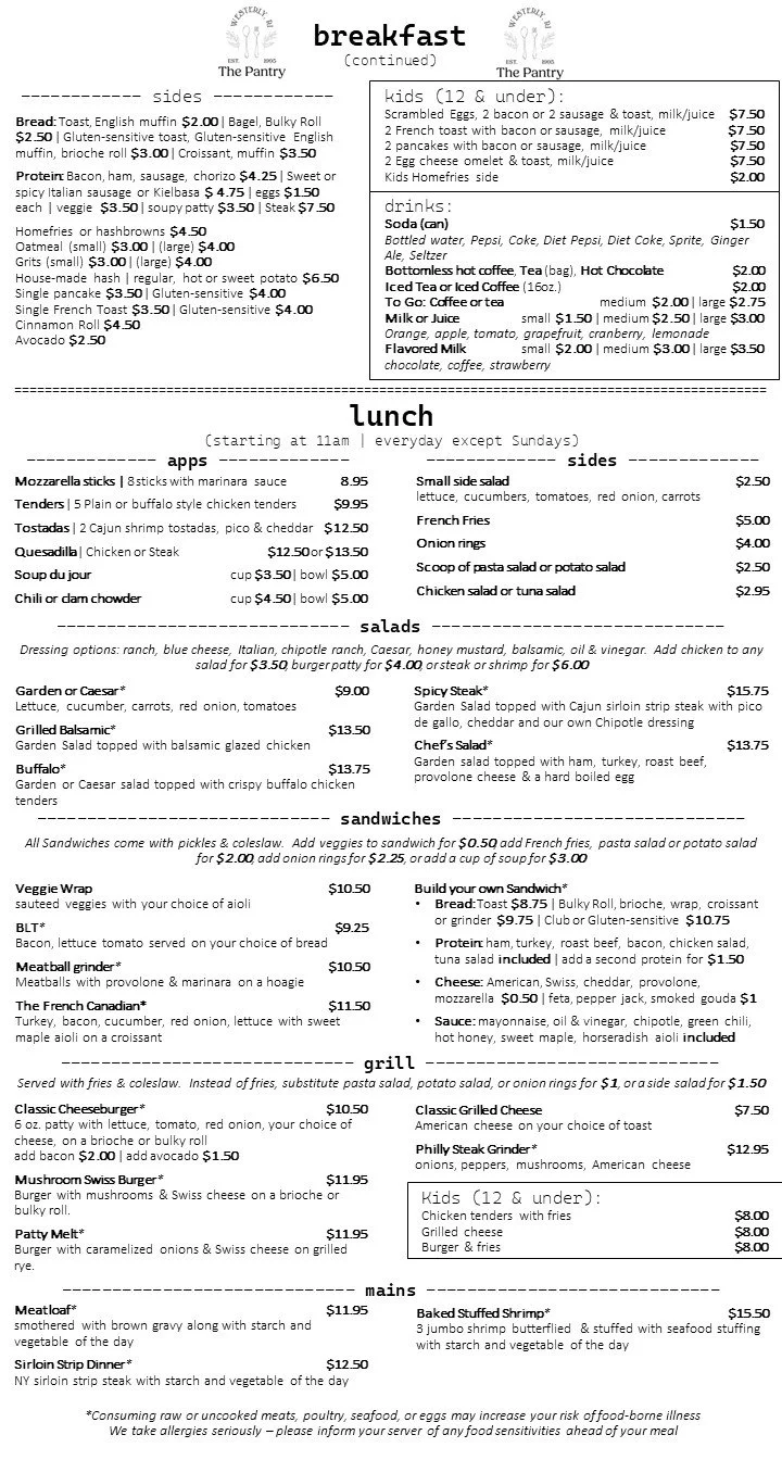 Menu — The Pantry