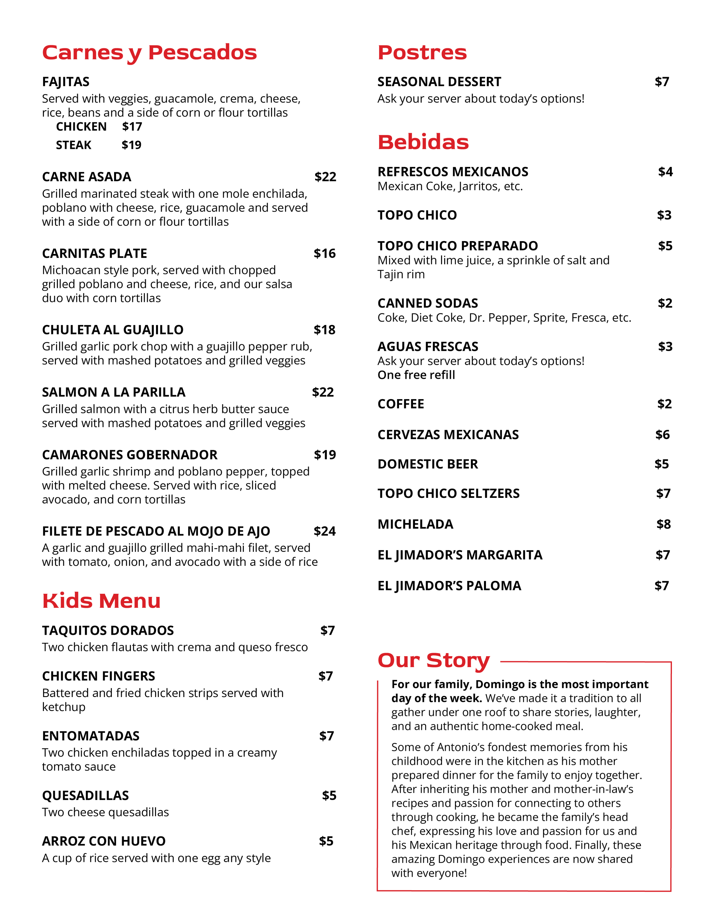 Menu — Domingo