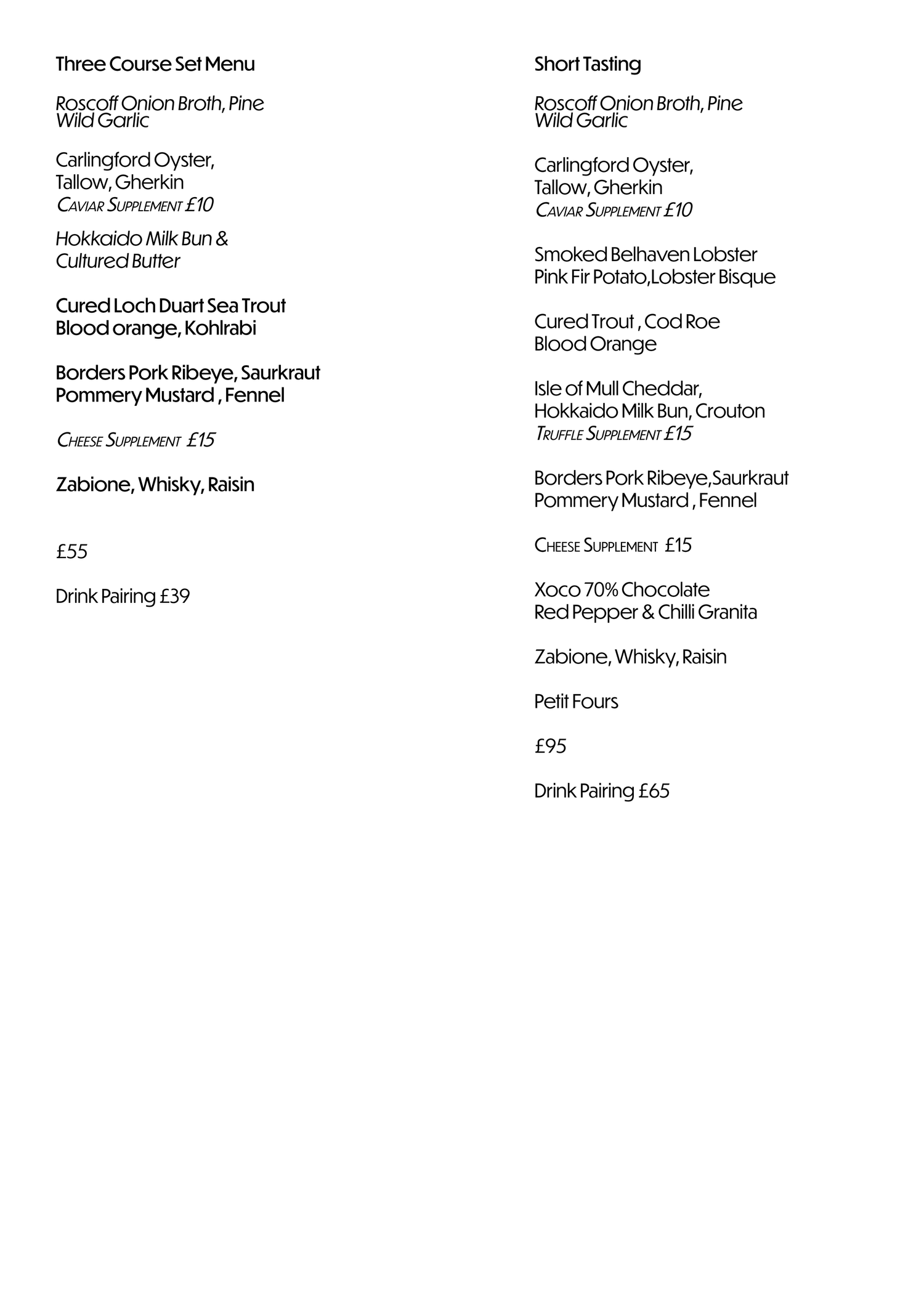 Food Menu — Cardinal