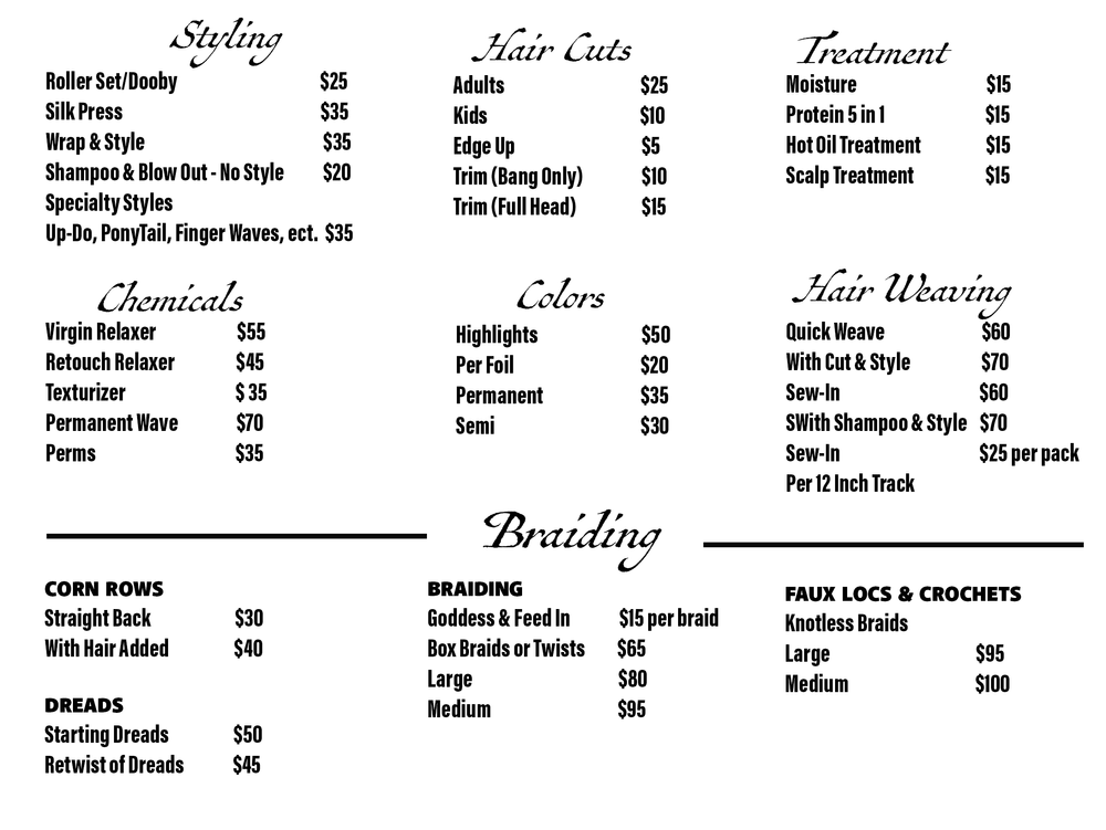 Salon Services — The Dooby Shop School of Cosmetology