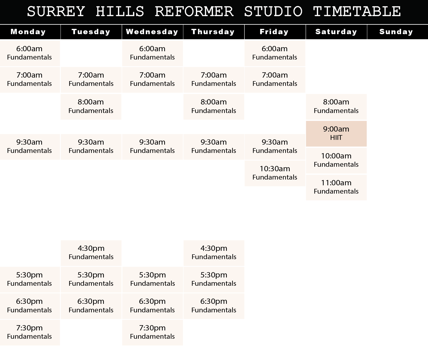 Surrey Hills Timetable — Sixtwo Pilates & Yoga