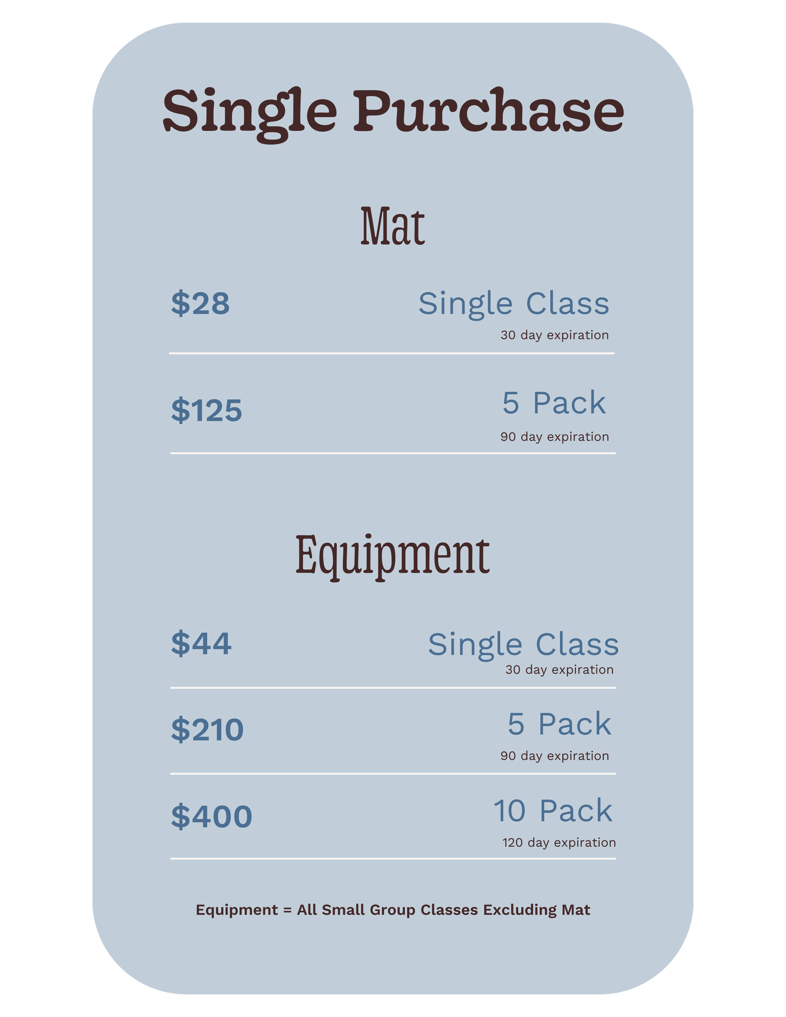 Class Pricing — Eleos Pilates