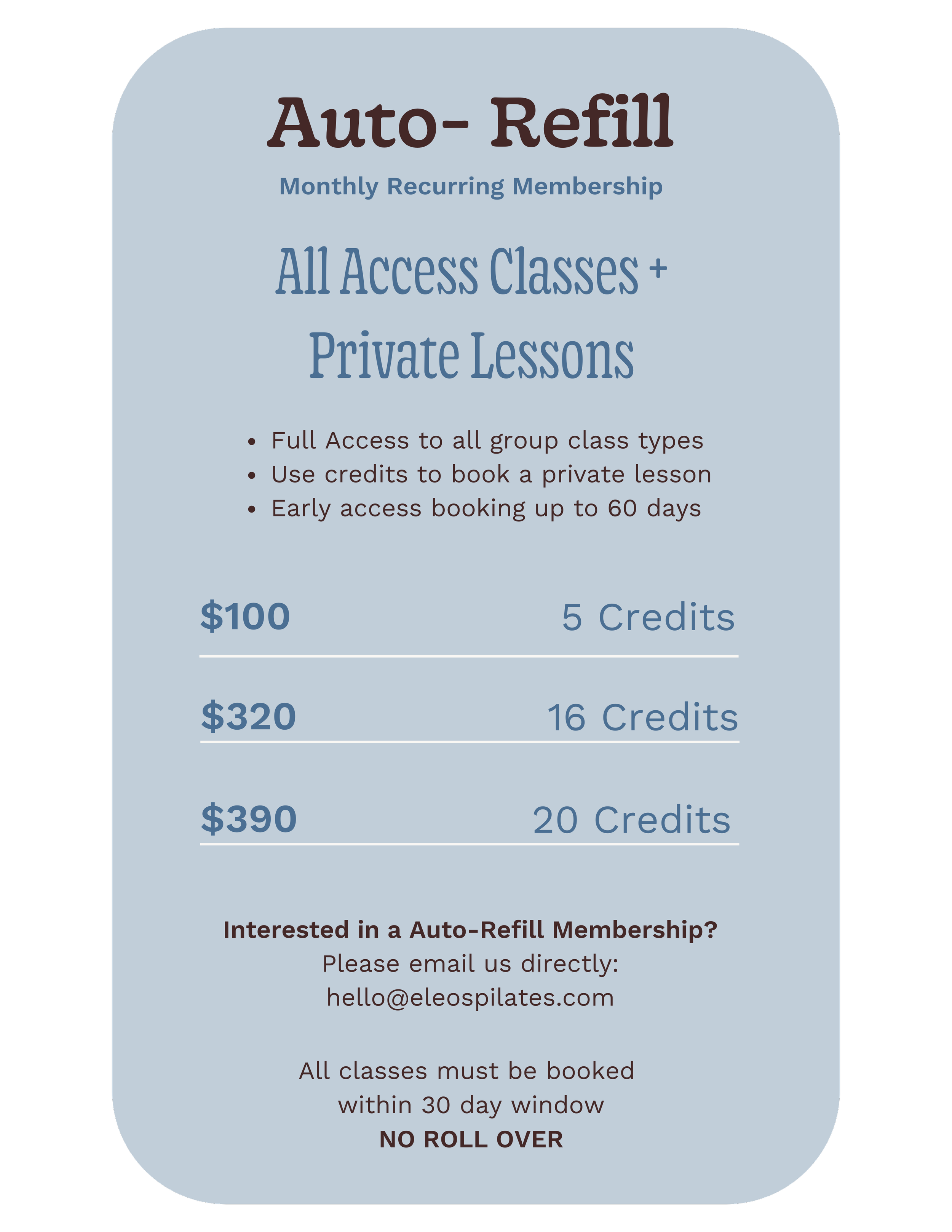 Class Pricing — Eleos Pilates