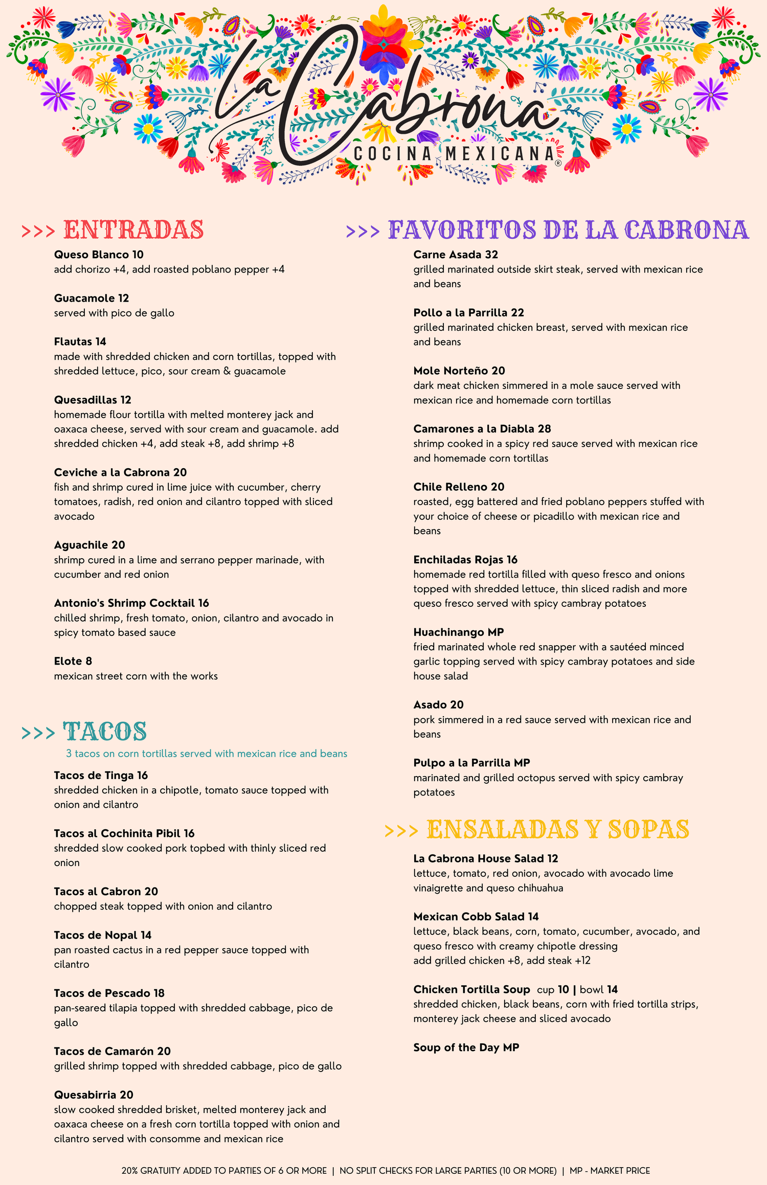 Dining, Cocktail Happy Hour & Specials Menus — La Cabrona