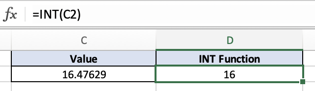 INT Function - Excel — Data Trail Mix