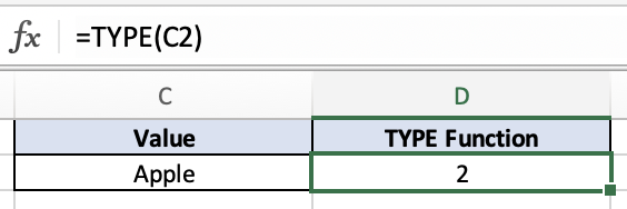 TYPE Function - Excel — Data Trail Mix