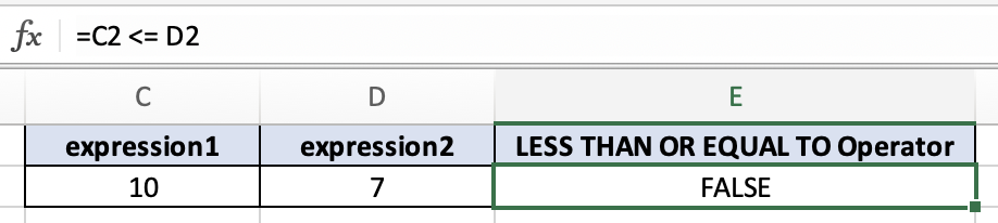 LESS THAN OR EQUAL TO Operator - Excel — Data Trail Mix