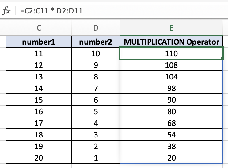 MULTIPLICATION Operator - Excel — Data Trail Mix MULTIPLICATION Operator - Excel — Data Trail Mix