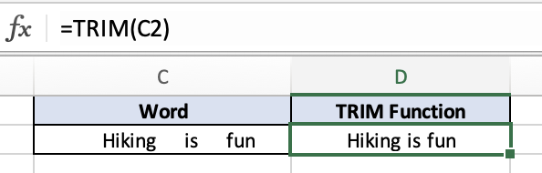 TRIM Function - Excel — Data Trail Mix