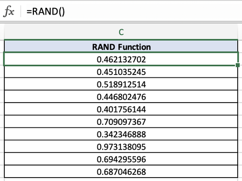 RAND Function - Excel — Data Trail Mix