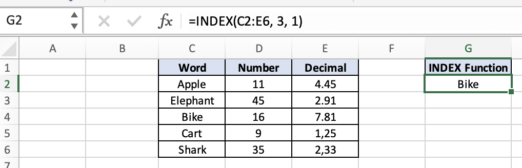 INDEX Function - Excel — Data Trail Mix INDEX Function - Excel — Data Trail Mix