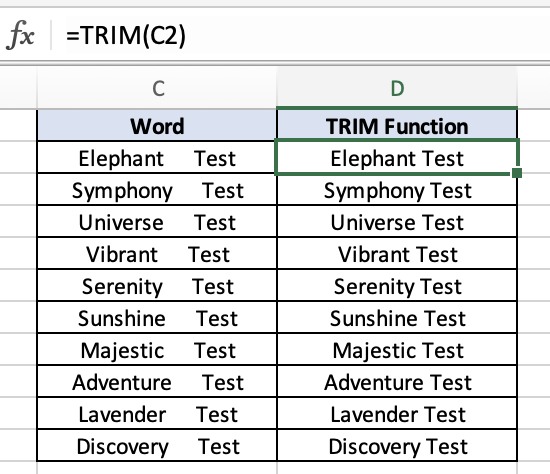 TRIM Function - Excel — Data Trail Mix