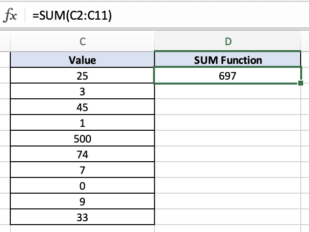 SUM Function - Excel — Data Trail Mix