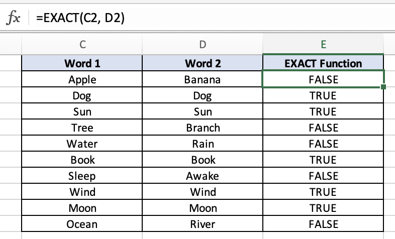 EXACT Function - Excel — Data Trail Mix EXACT Function - Excel — Data Trail Mix