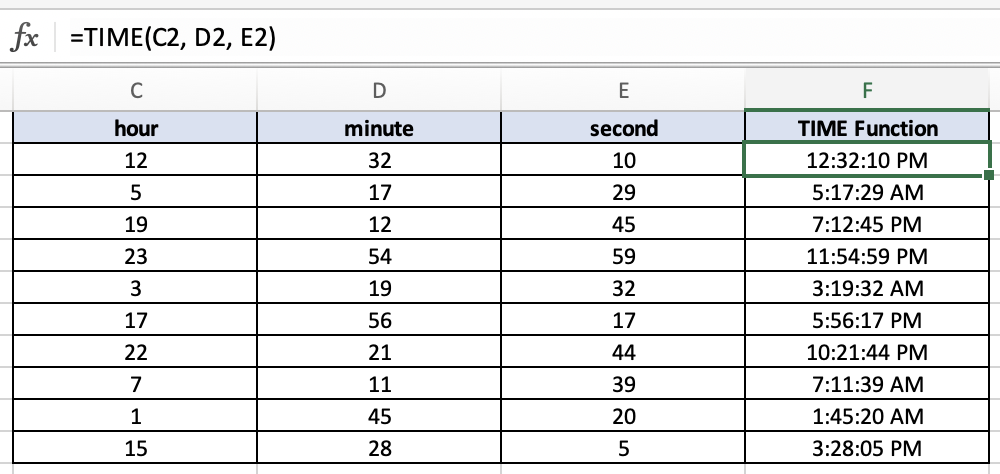 TIME Function - Excel — Data Trail Mix