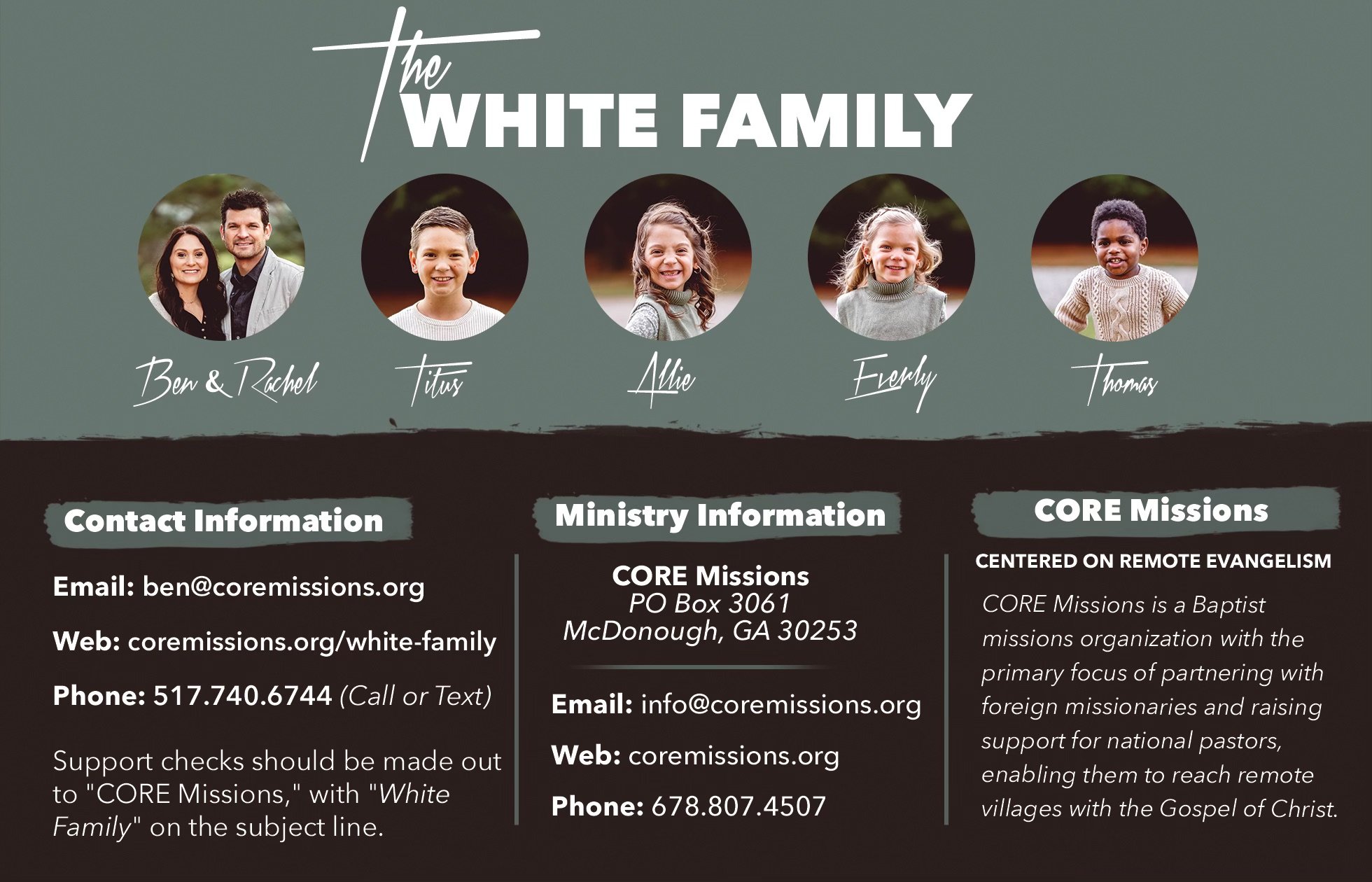 The White Family — CORE Missions