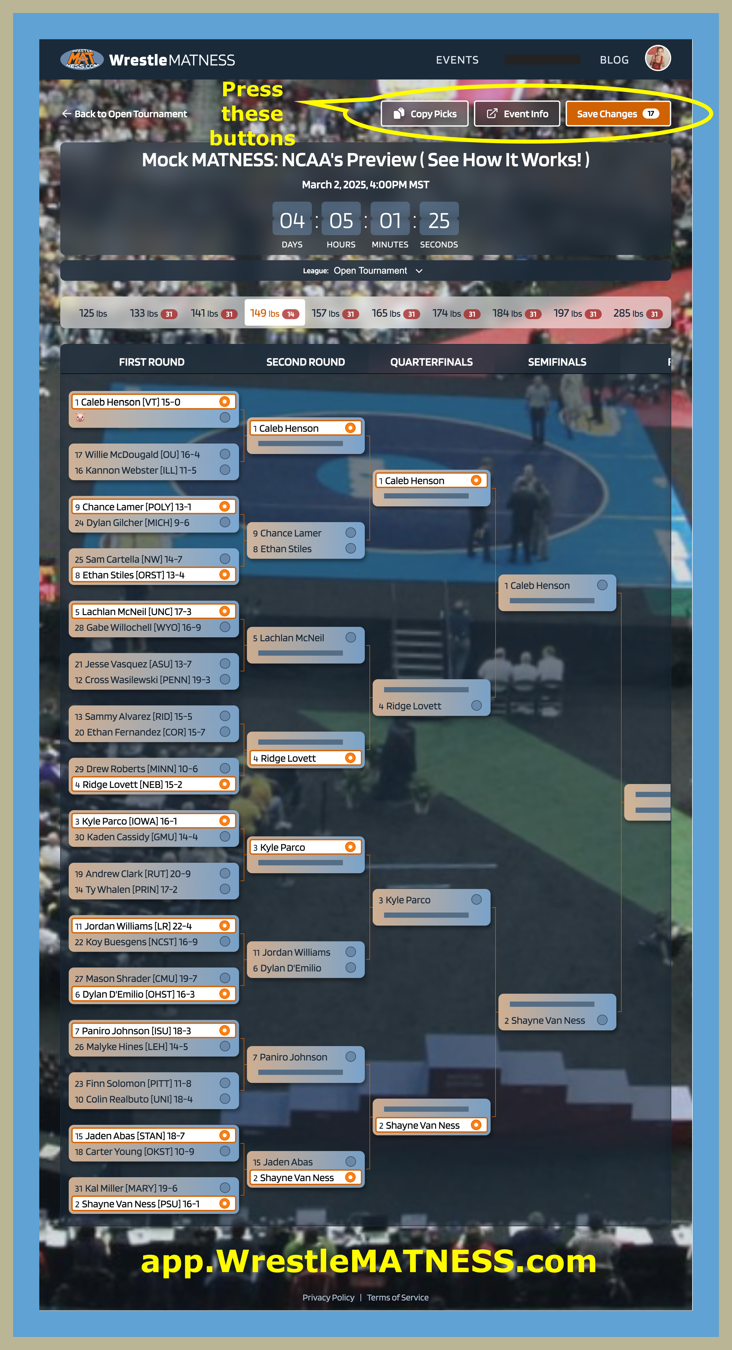Mock MATNESS: NCAA Preview Brackets — www.wrestleMATNESS.com