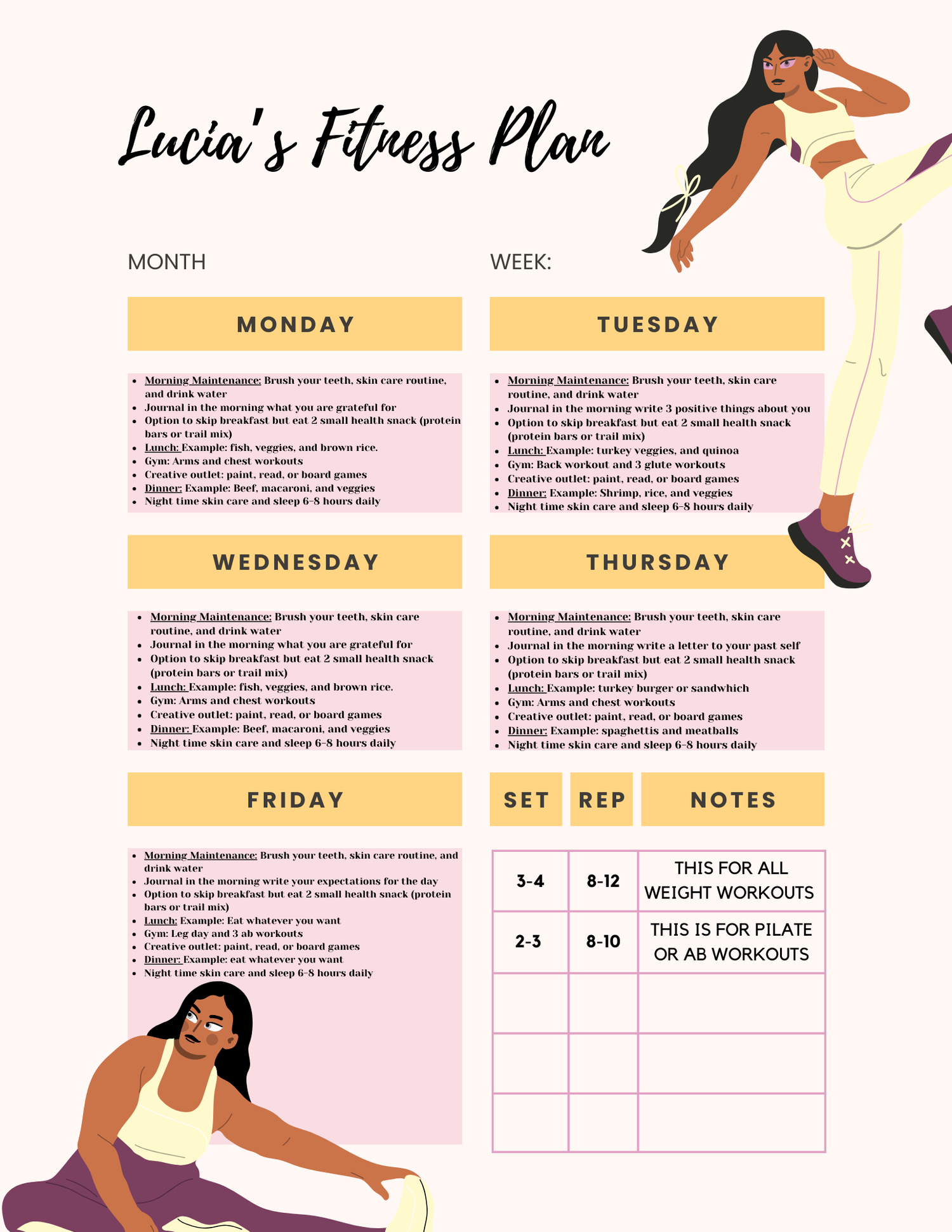 Lucia’s Fitness Plan — Life Skills By Lucia
