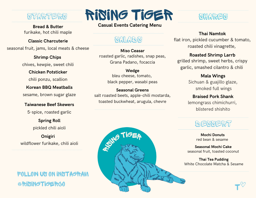 CATERING MENU — rising tiger
