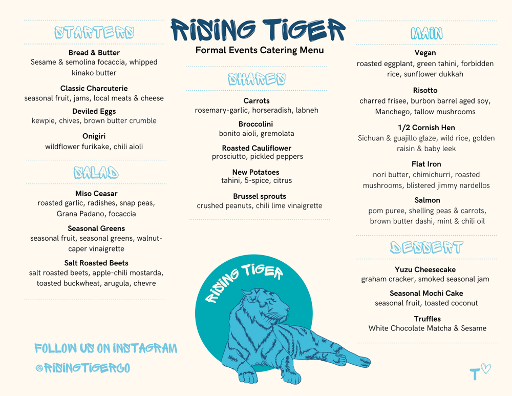 CATERING MENU — rising tiger