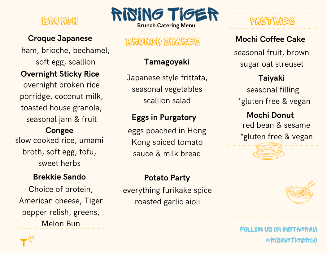 CATERING MENU — rising tiger