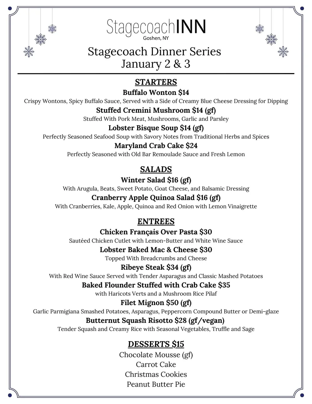 Stagecoach Inn Dinner Series — Stagecoach Inn