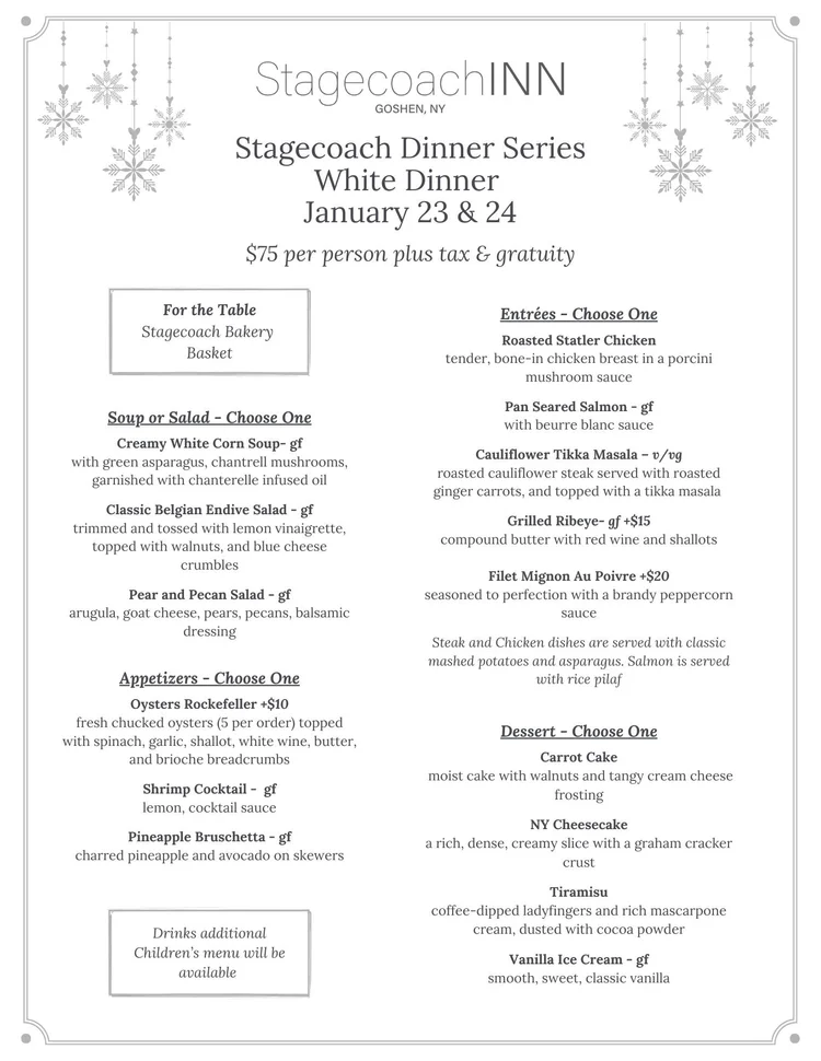 Stagecoach Inn Dinner Series - White Dinner — Stagecoach Inn