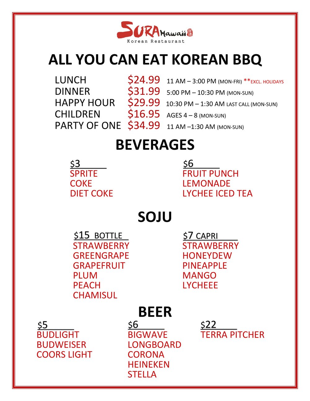 Menu — Sura Hawaii