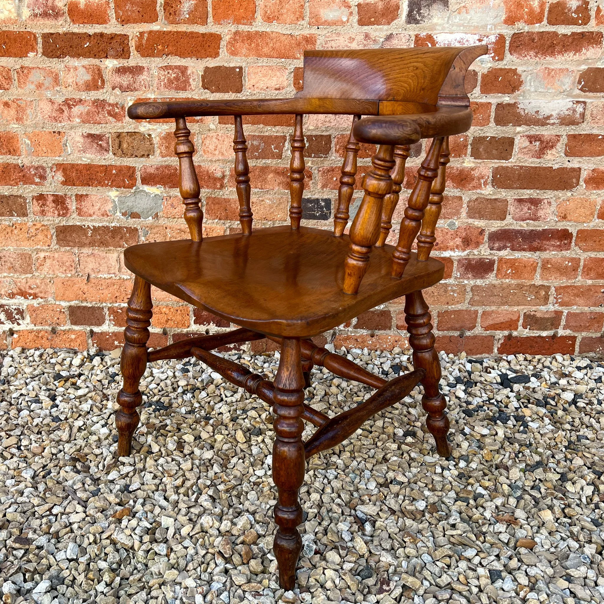 Antique English elm captain's chair — The Drill Hall Emporium
