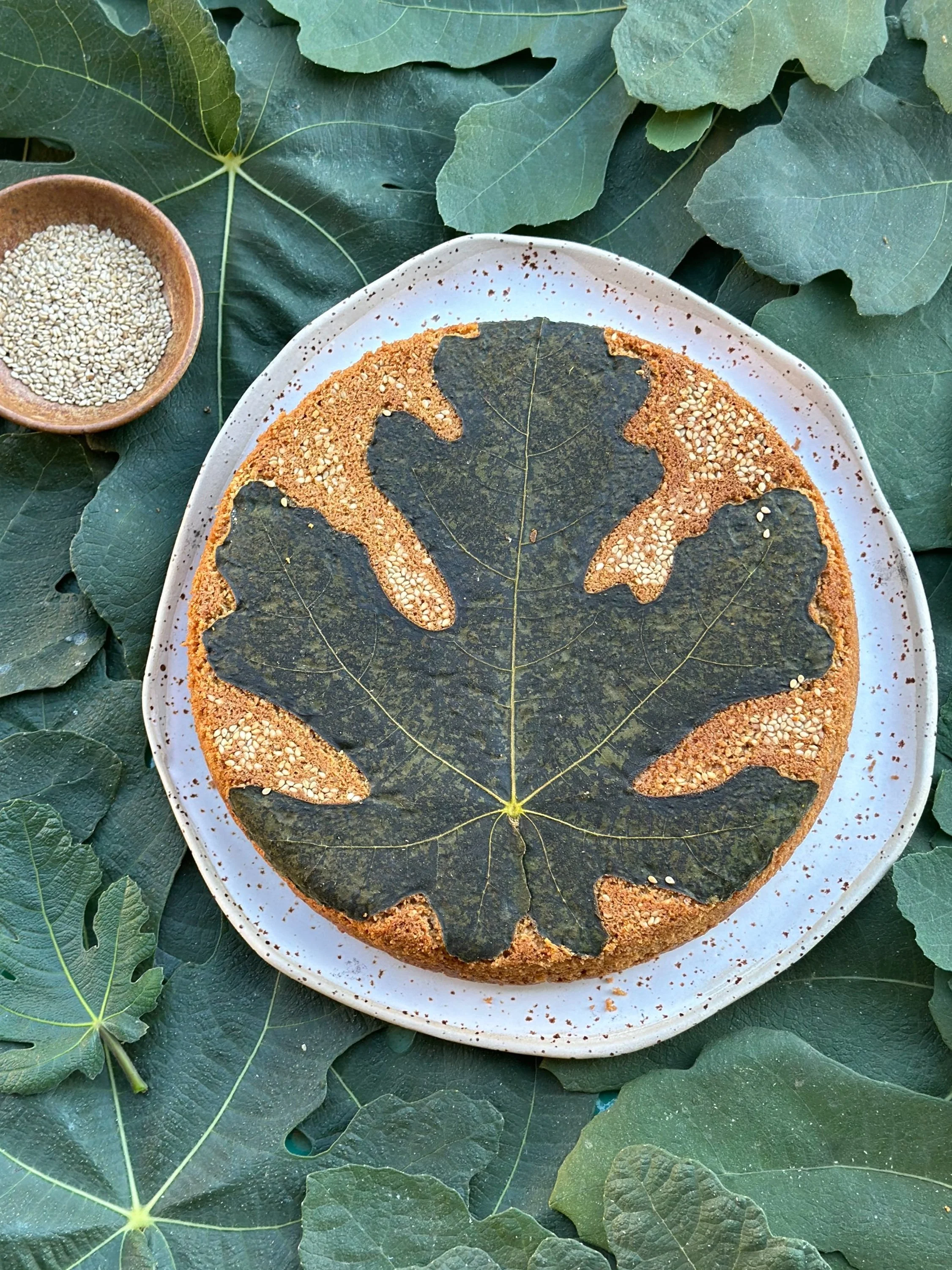fig leaf tahini cake — Loria Stern