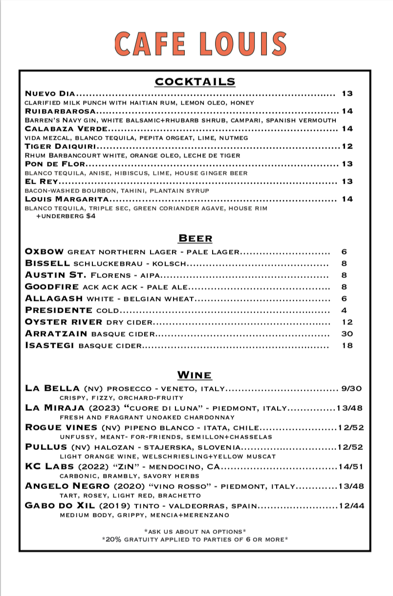 Menus — Cafe Louis (Copy)