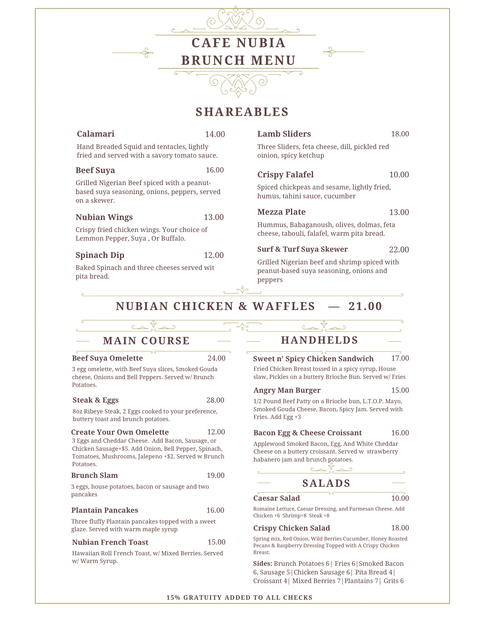 Menu — Cafe Nubia