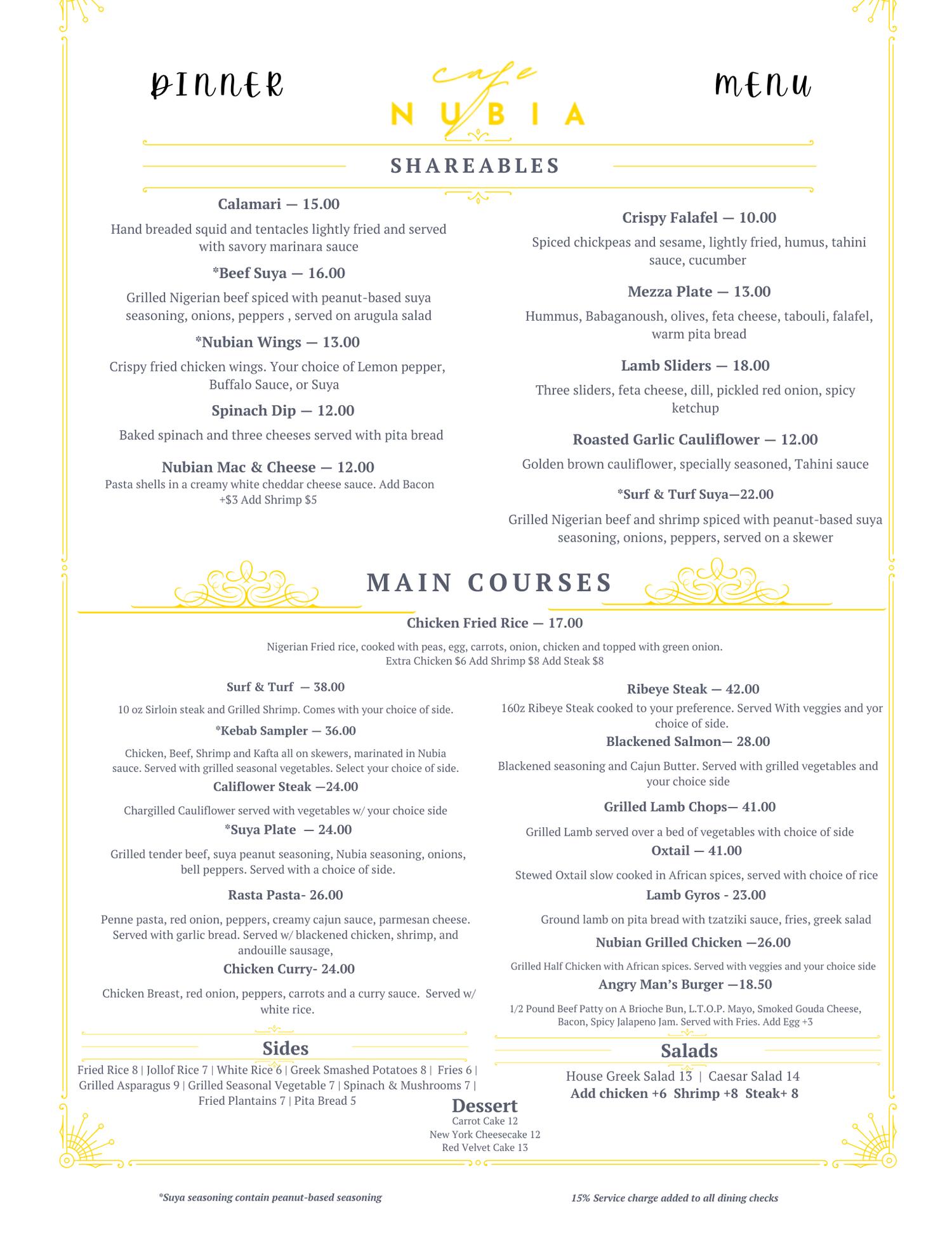 Menu — Cafe Nubia