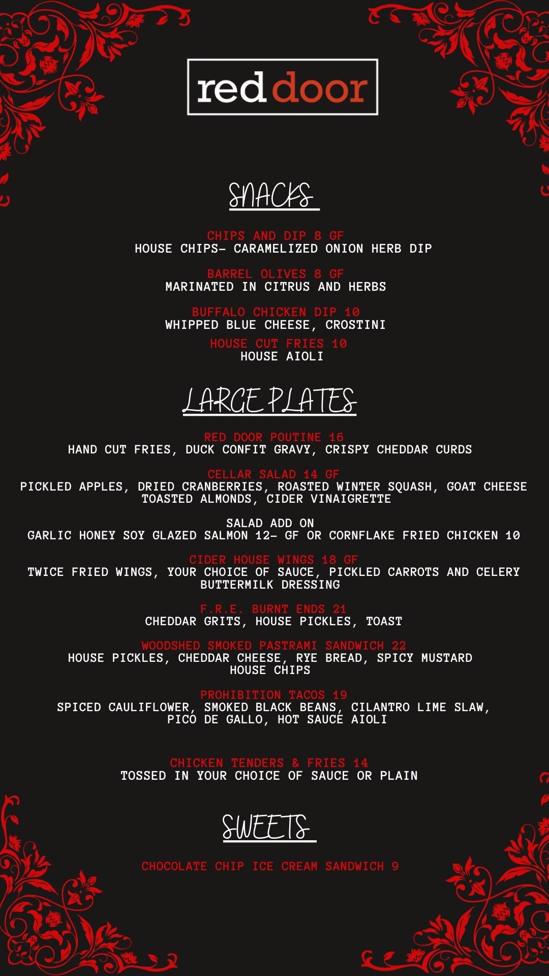MENU — red door