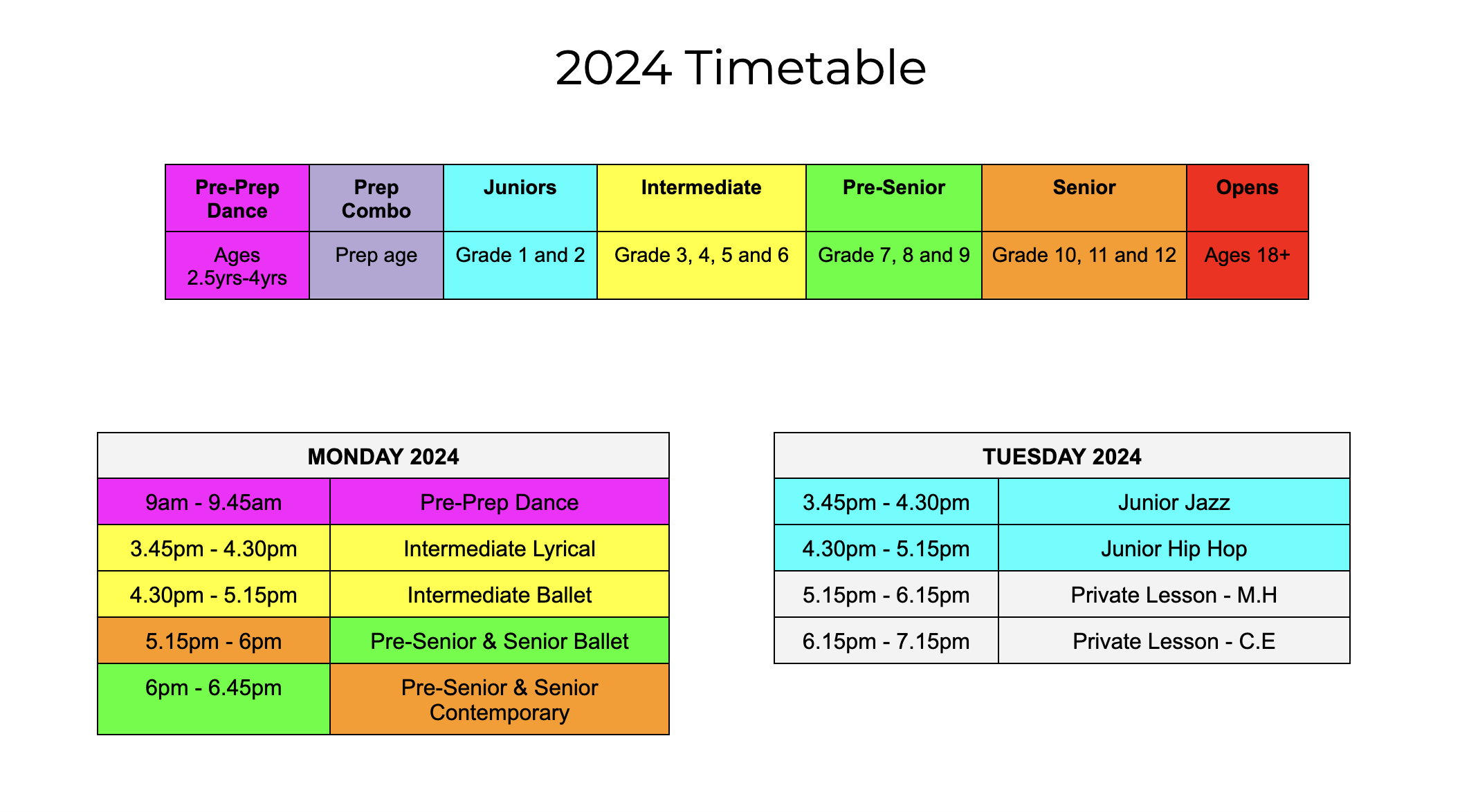 Timetable — B3C Studios